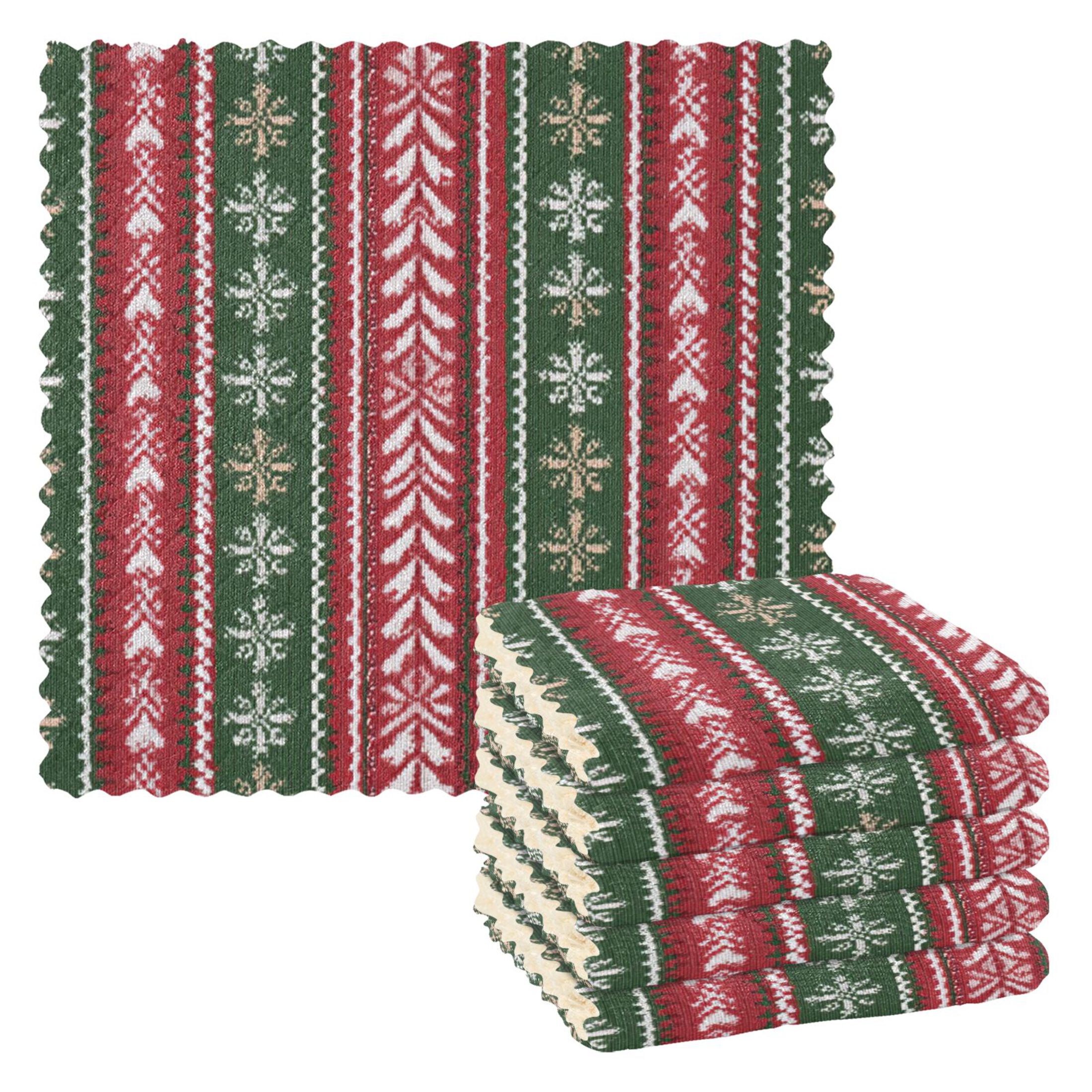 Christmas Stripes Weaves Dish Cloths Dish Towels Cleaning Cloths Quick ...