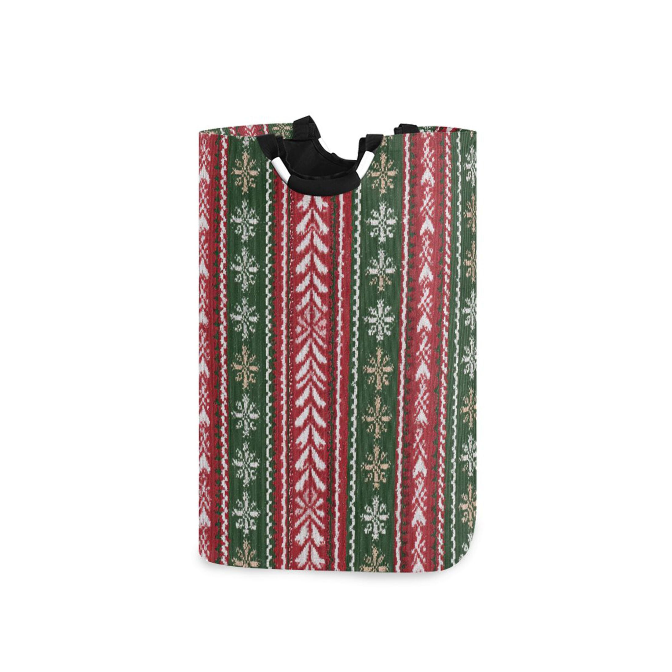 Christmas Stripes Weaves Laundry Basket with Handles Foldable Laundry ...