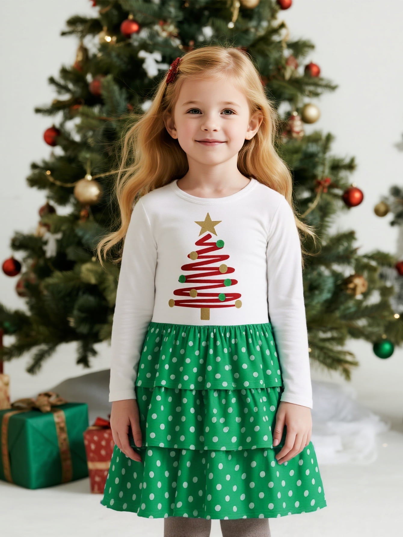 HILEELANG Girls Christmas Dress White Long Sleeve, Toddler and Little ...