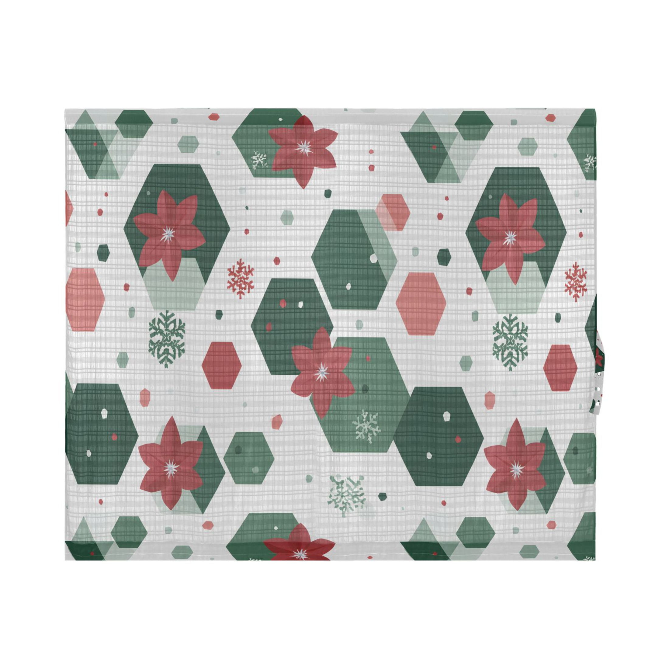 Christmas Style Geometric Red Flower Door Curtain Blackout Thermal ...