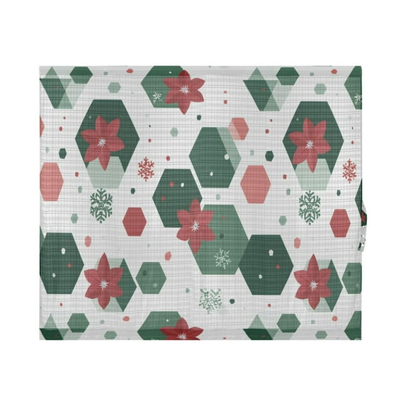 Christmas Style Geometric Red Flower Door Curtain Blackout Thermal ...