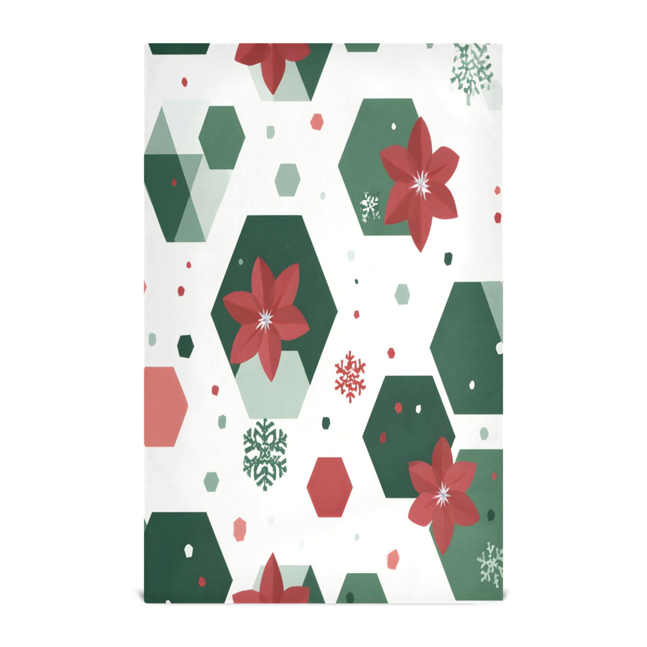 Christmas Style Geometric Red Flower Kitchen Towels Dishcloth ...