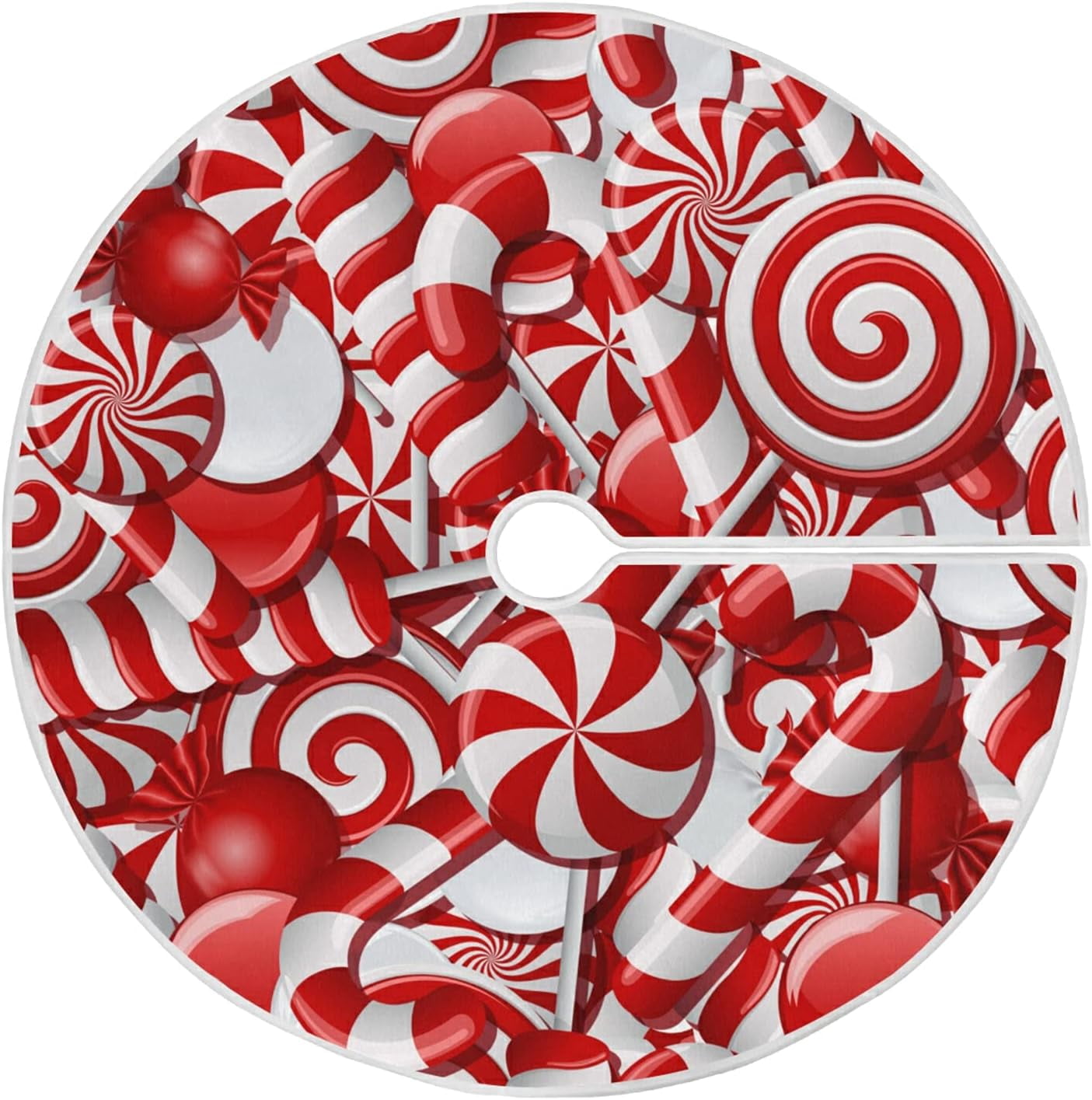 Christmas Sugar Red Candies Tree Skirt, Seasonal Tree Mat Holiday Party ...