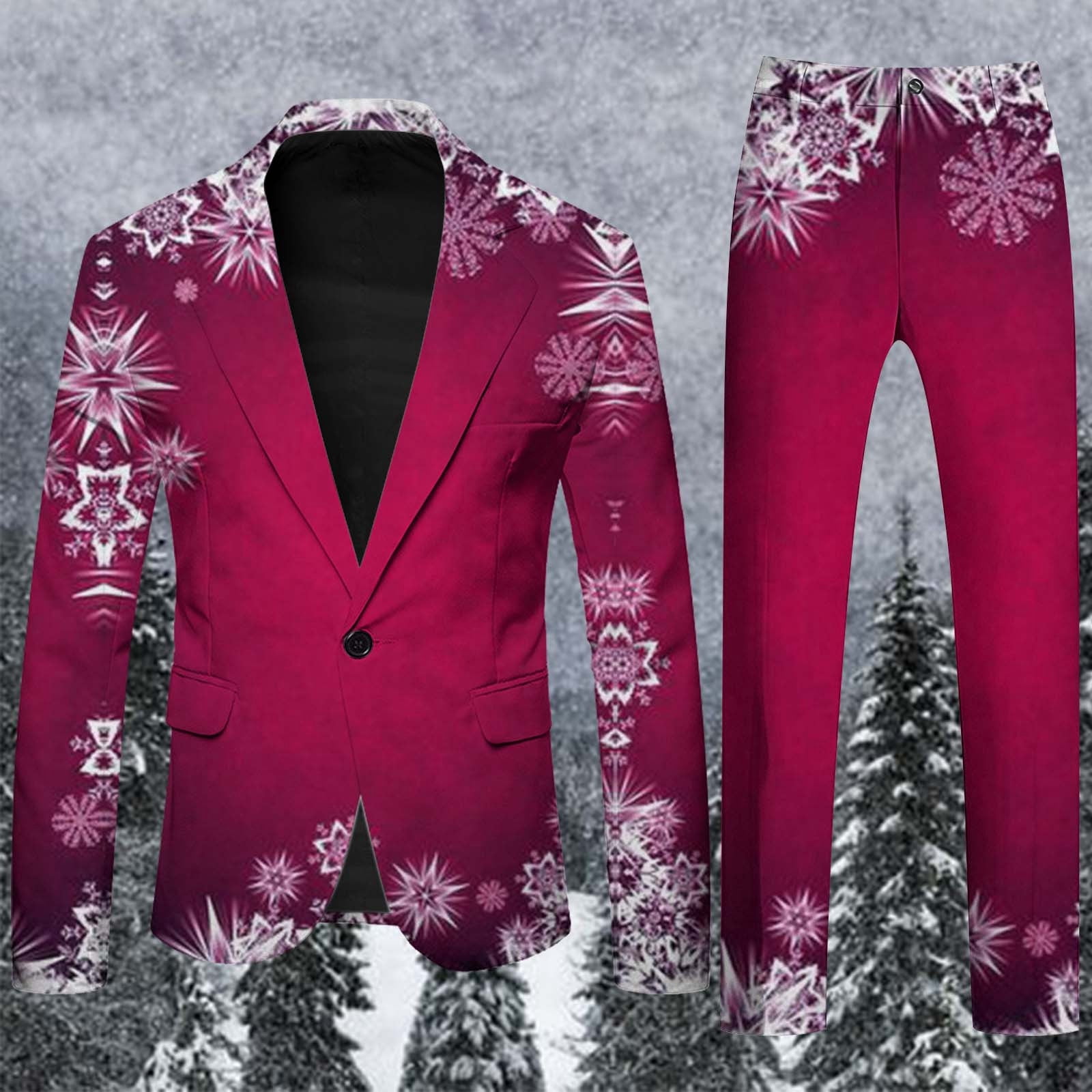 Christmas Suits for Men 2 Piece Slim Fit Funny Xmas Graphic One Button ...