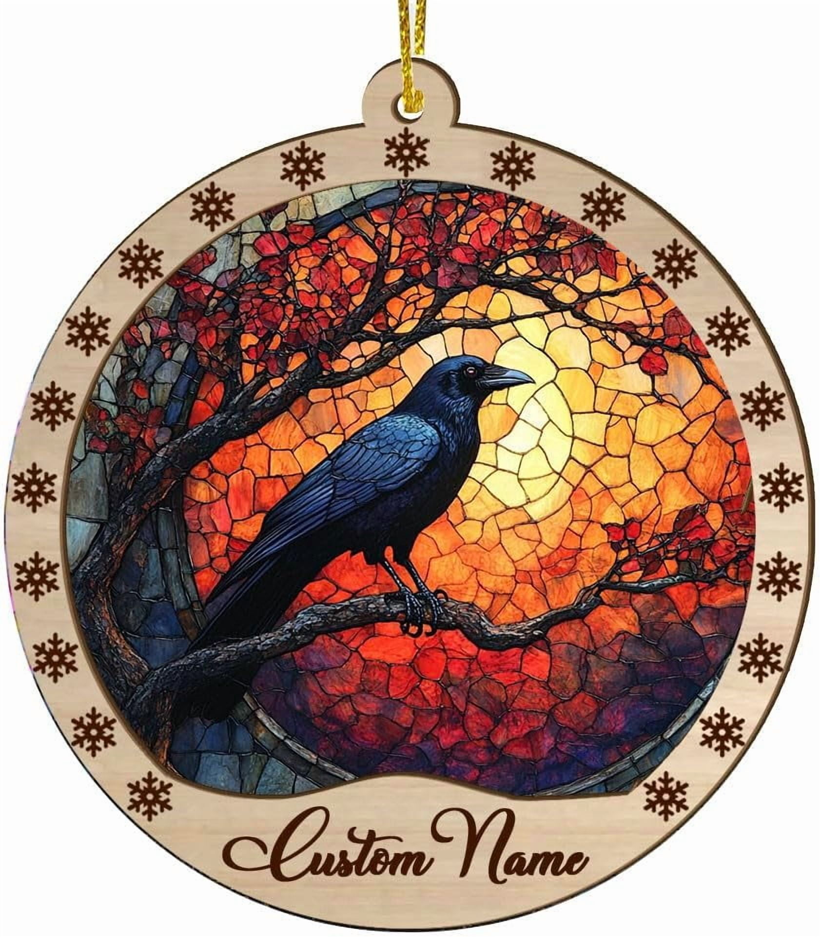 Christmas Suncatcher Crow, Crow Ornament, Crow Present Ideas, Crow for ...