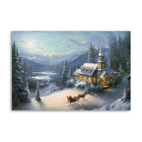 Christmas Sunday Evening Sleigh Ride Wall Art Poster Scroll Canvas ...