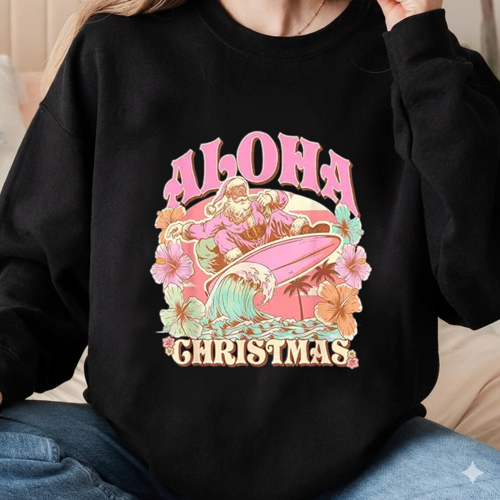 Christmas Surfing Hawaiian Holiday Winter Wave Tropical Aloha ...