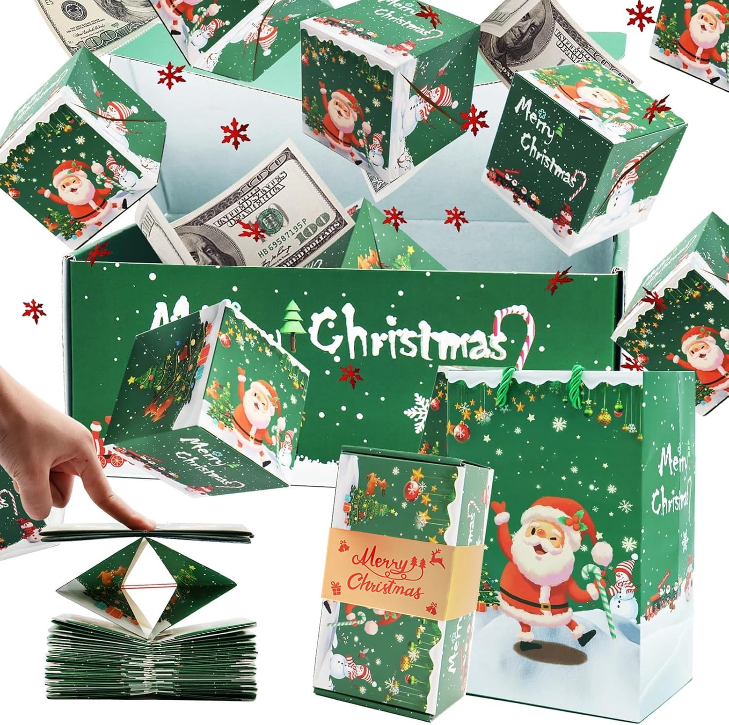 Christmas Surprise Gift Box, Pop Up Bouncing Santa Red Envelope Box ...
