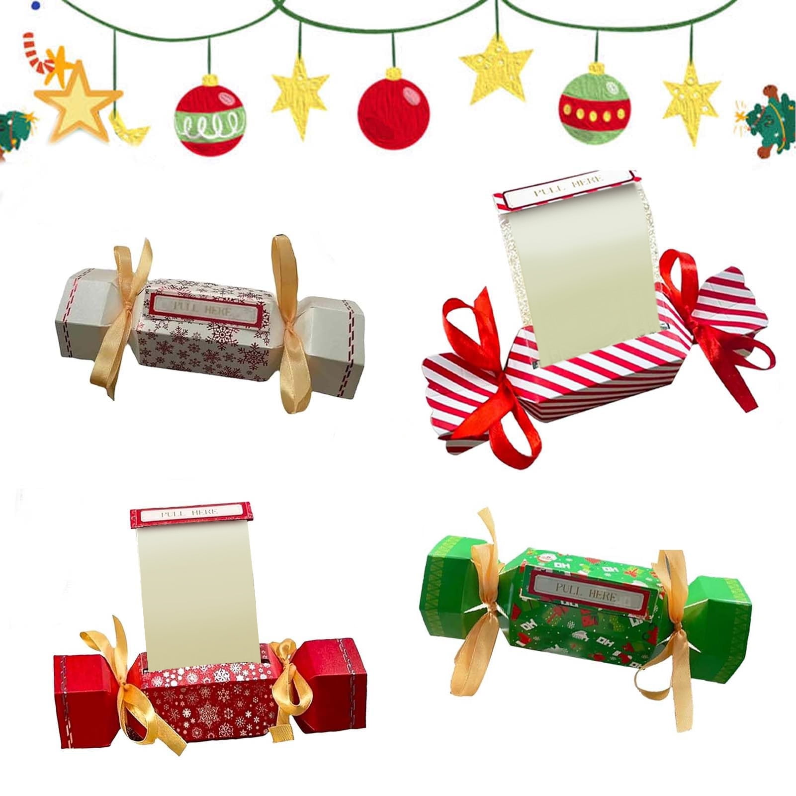Christmas Surprise Money Pull Pouch Set of 4, DIY Cash Gift Box with ...