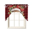 Christmas Swag Curtains for Kitchen Checkered Cat Red Poinsettia Pine ...