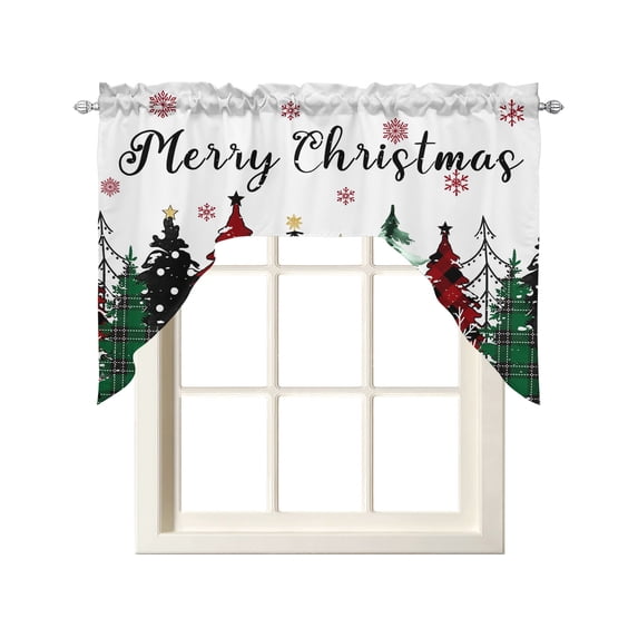Christmas Swag Curtains for Kitchen Winter Snowflakes Nature Forests ...