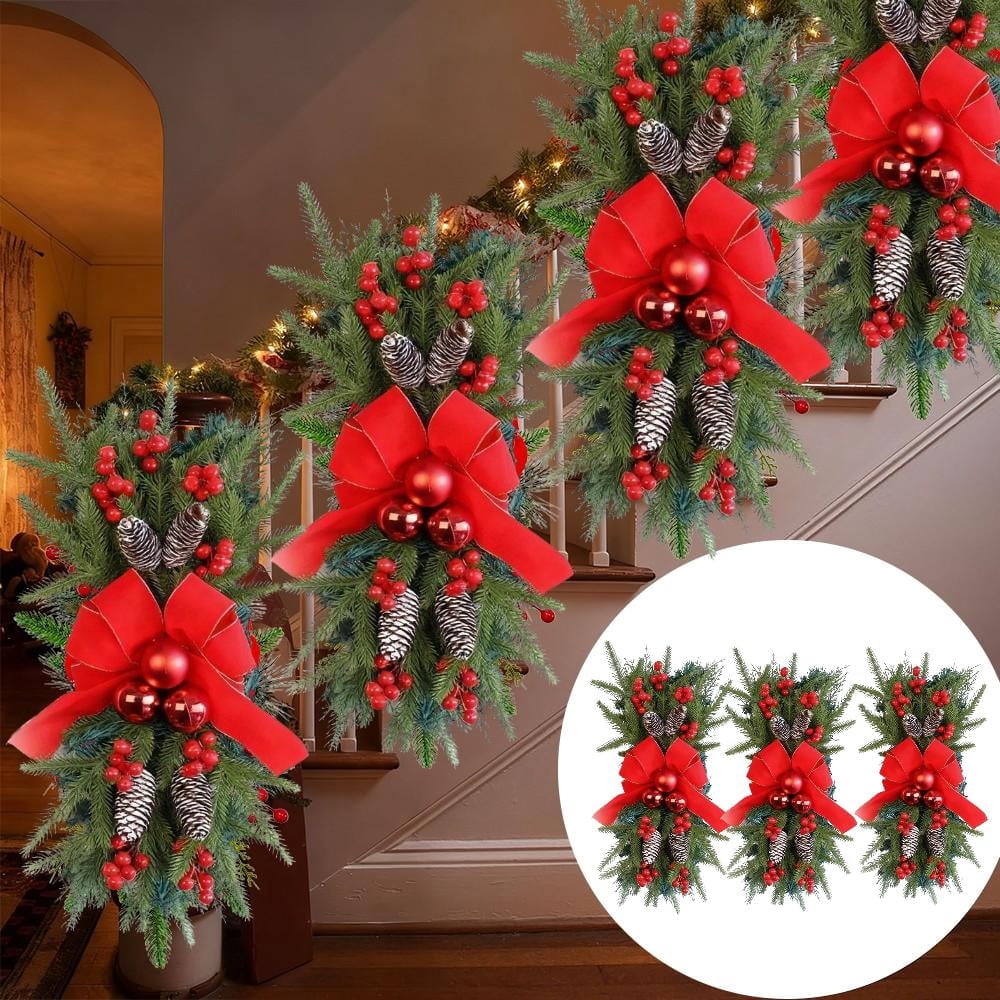 Christmas Swags Garland Swag, 24 Inch Teardrop Prelit Cordless Red ...