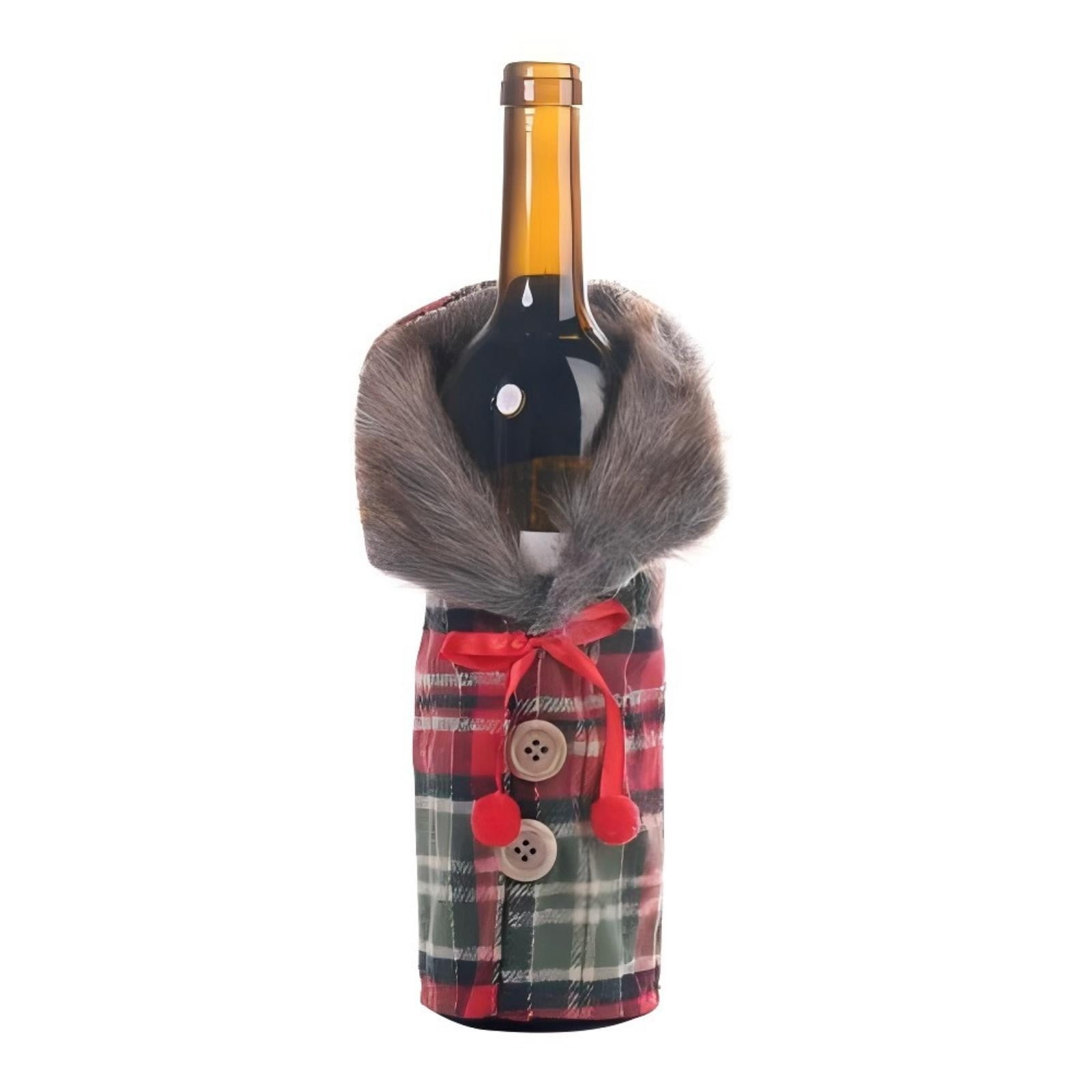 Christmas Sweater Bottle Covers Plaid Bottle Clothes Linen Bottle Dress ...