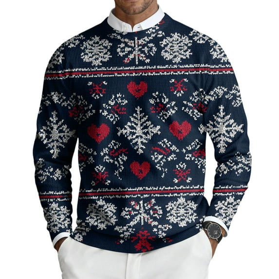 Christmas Sweater For Men Crew Neck Funny Xmas Graphic Print Pullover ...