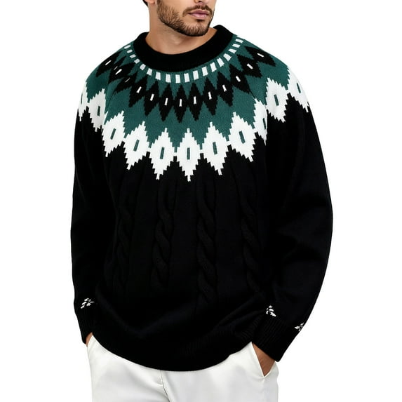 Christmas Sweater Men Mens Christmas Diamond Pattern Faroese Sweaters ...
