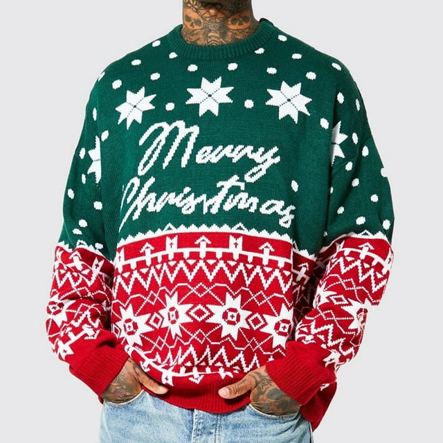 Christmas Sweater Men Mens Sweater Men's Casual Christmas Sweater Loose ...