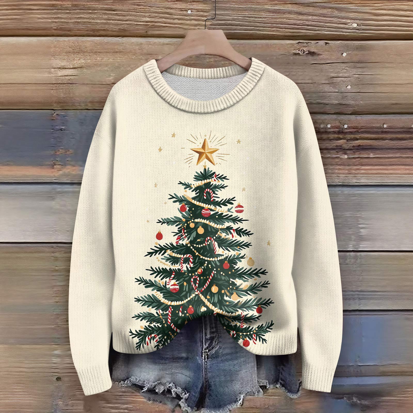 Christmas Sweater Women Holiday Graphic Winter Cute Funny Vintage Long ...