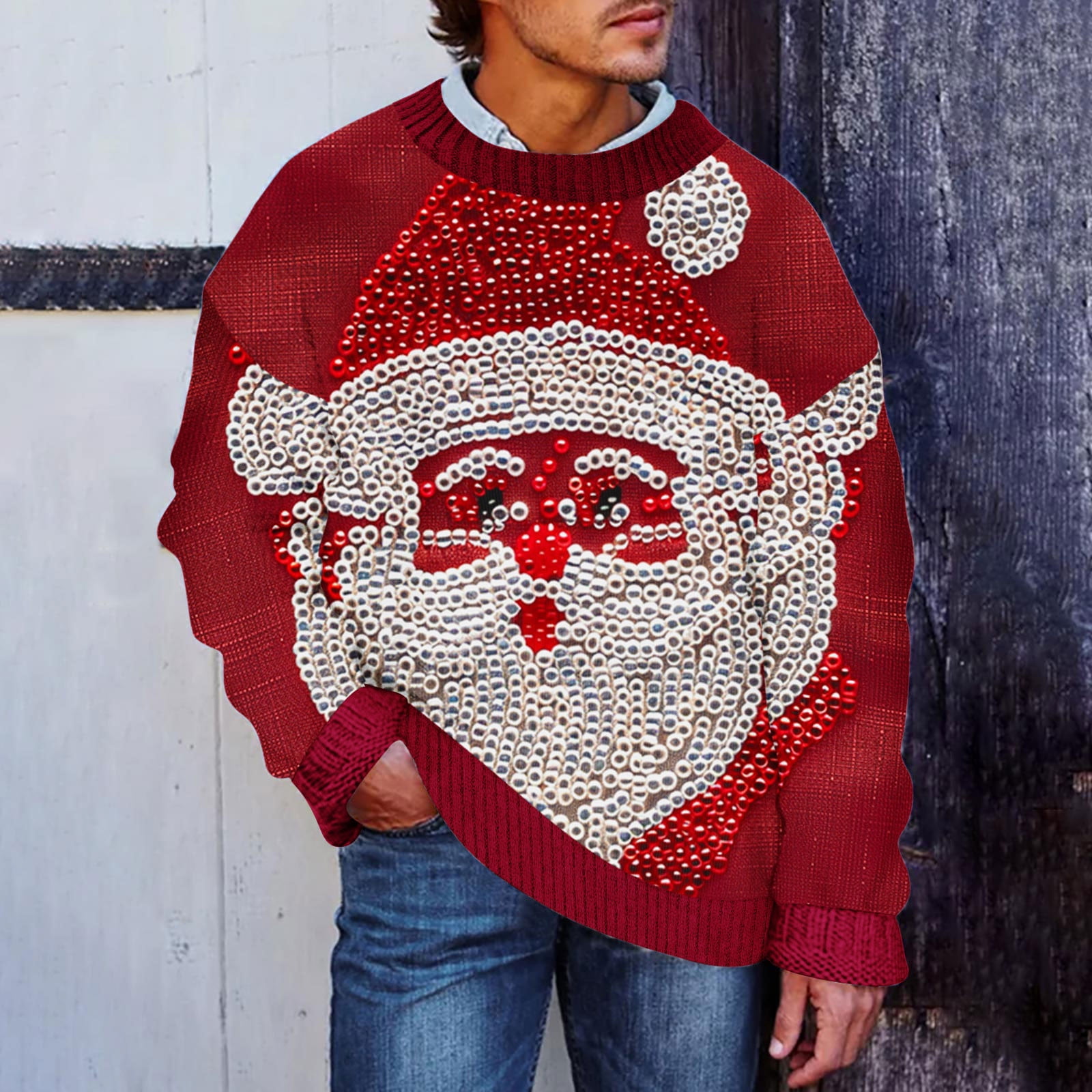 Christmas Sweater for Men Men Sweater Men's Lettering Christmas Cozy ...