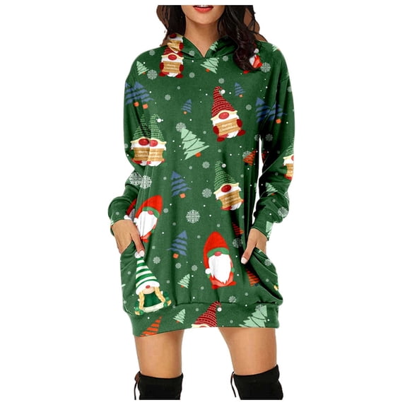Christmas Sweater for Women Christmas Print Long Casual Dress Gifts for ...