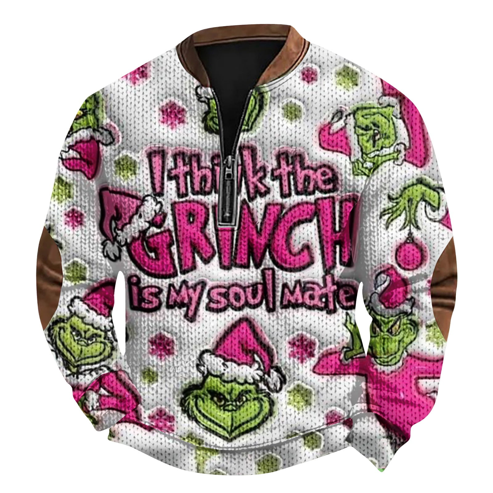 Christmas Sweaters Christmas Men'S 3D Humorous Print 4/1 Zip-Up Collar ...