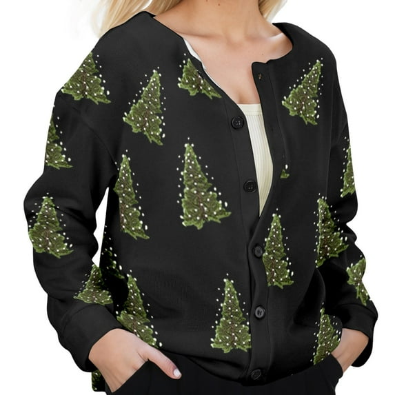 Christmas Sweaters For Women Funny Button Down Festive Coat Xmas Santa ...