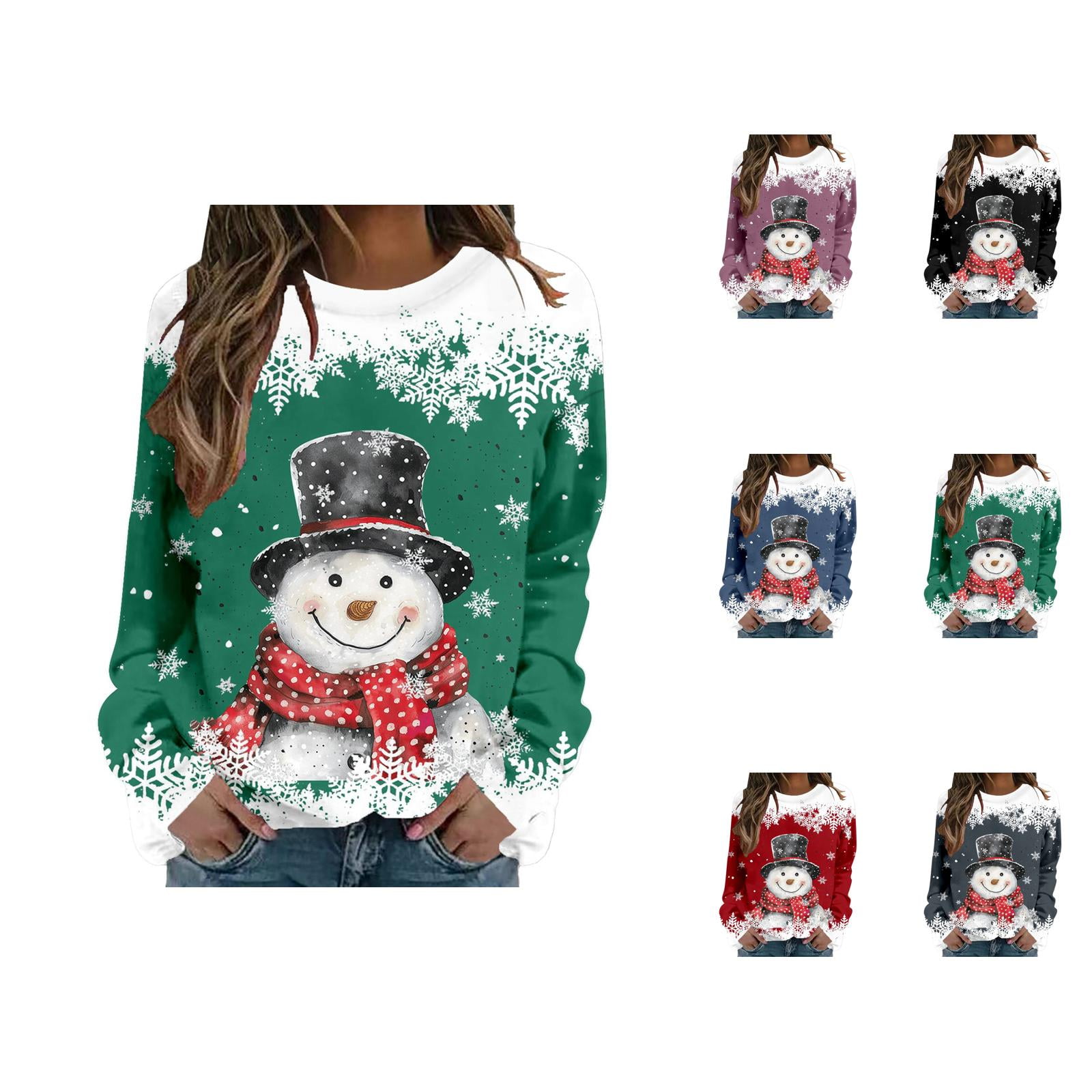 Christmas Sweaters Winter Sweaters for Women Print Crewneck Long Sleeve ...