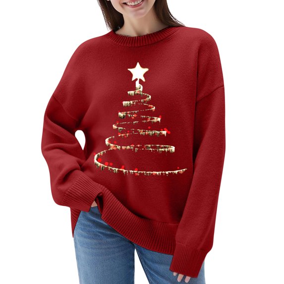 Christmas Sweaters for Women Elegant 2025 Winter Long Sleeve Knit ...