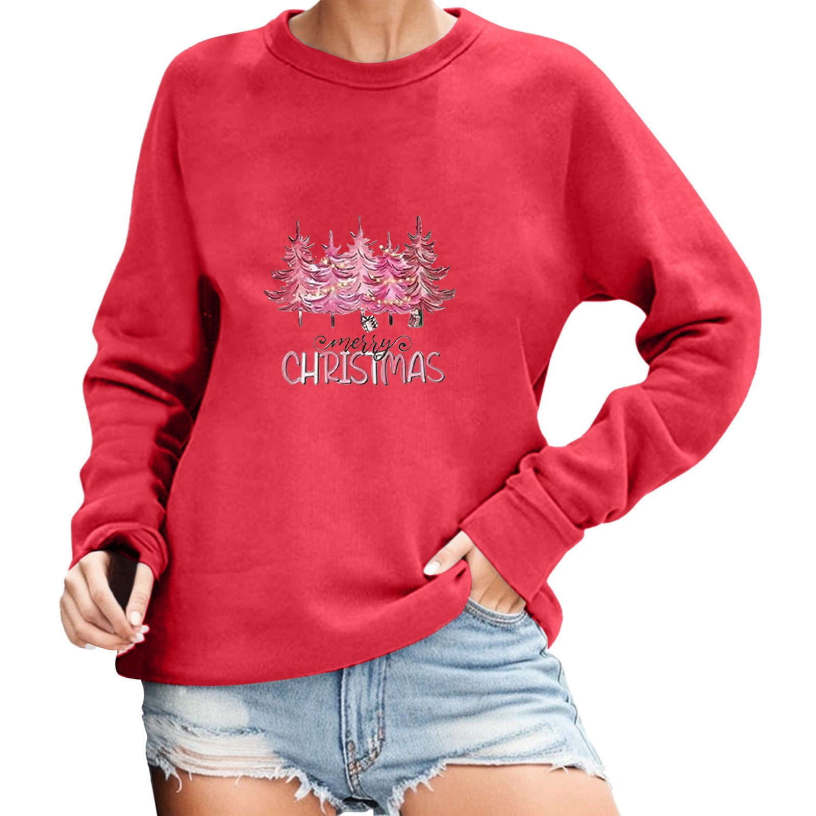Christmas Sweaters for Women Long Sleeve Crew Neck Knit Pullover ...