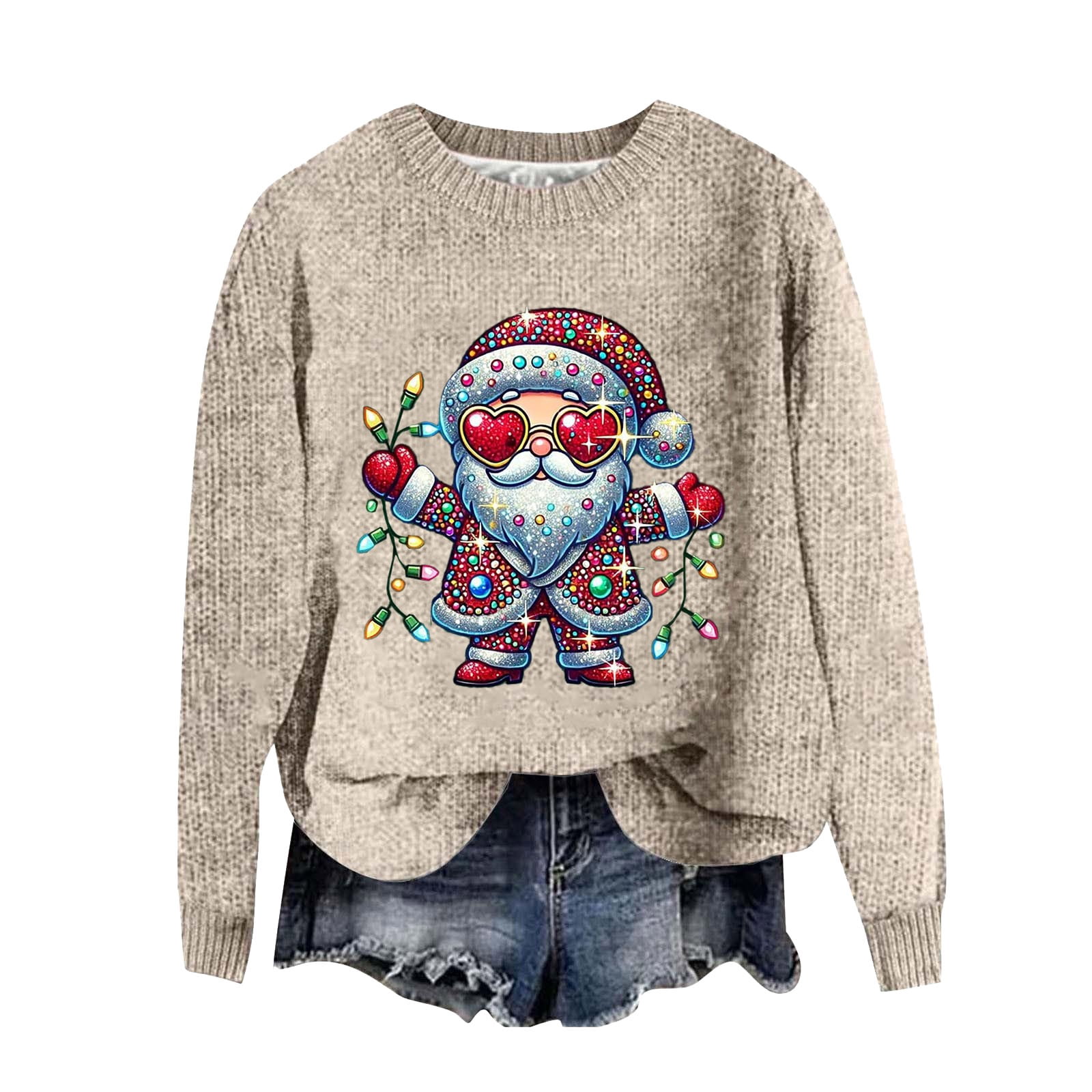 Christmas Sweaters for Women Long Sleeve Crew Neck Knit Relaxed Fit ...