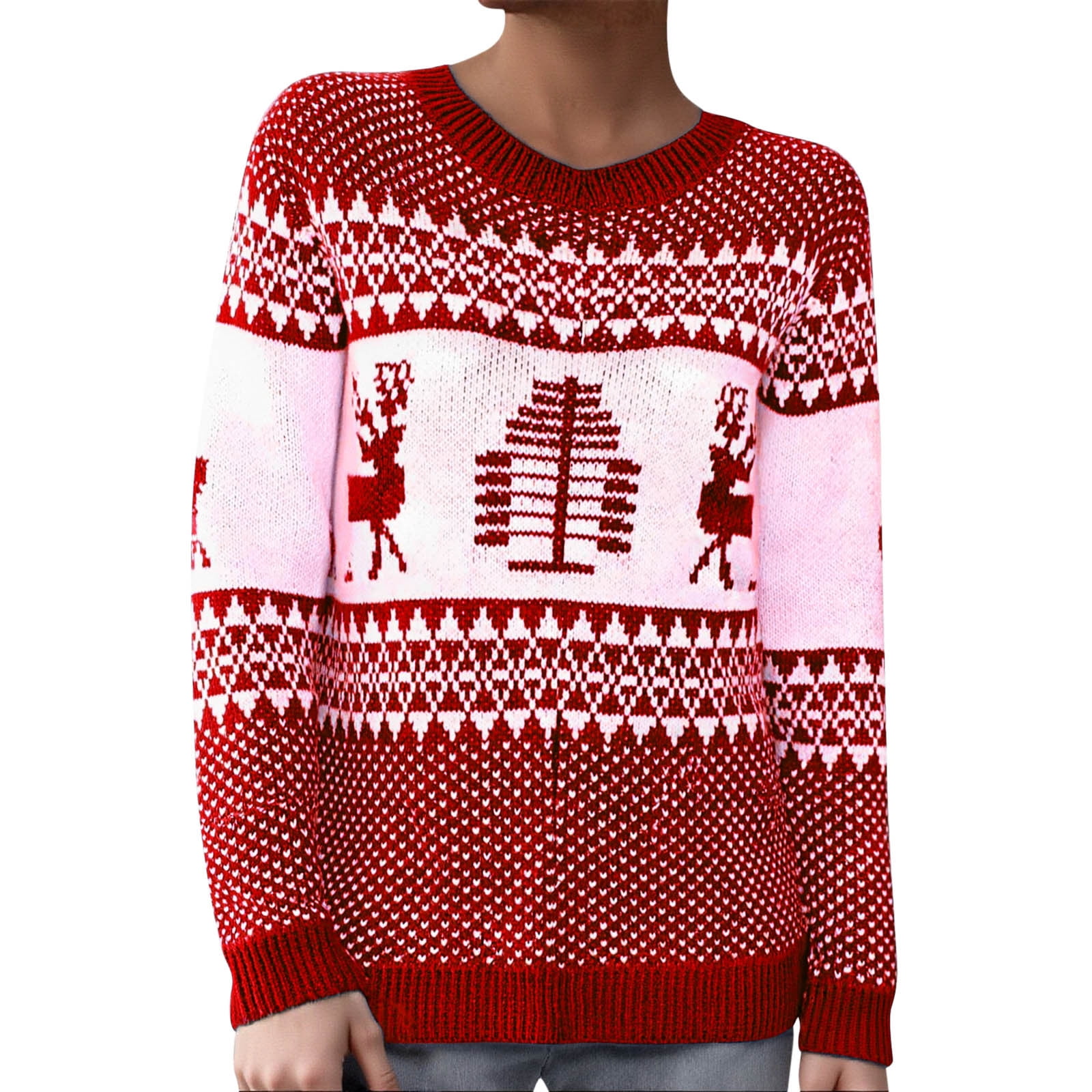 Christmas Sweaters Women Winter Warm Long Sleeve Crew Neck Knit Sweater ...