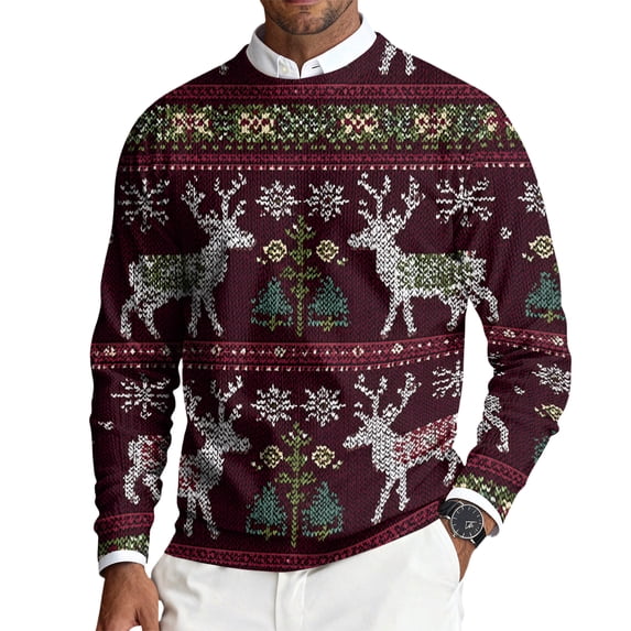 Christmas Sweaters for Men Funny Xmas Graphic Knit Lightweight Crewneck ...