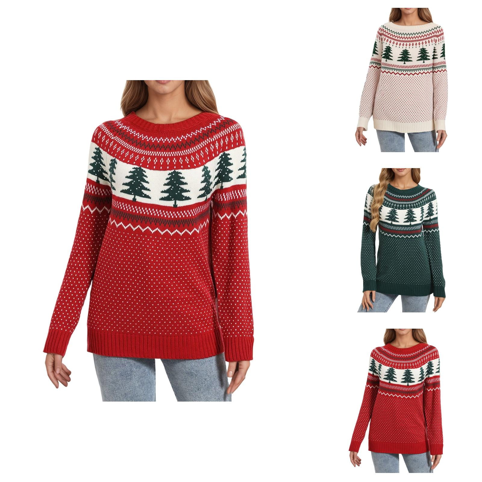Christmas Sweaters for Women 2025 Long Sleeve Crewneck Loose Fair Isle ...