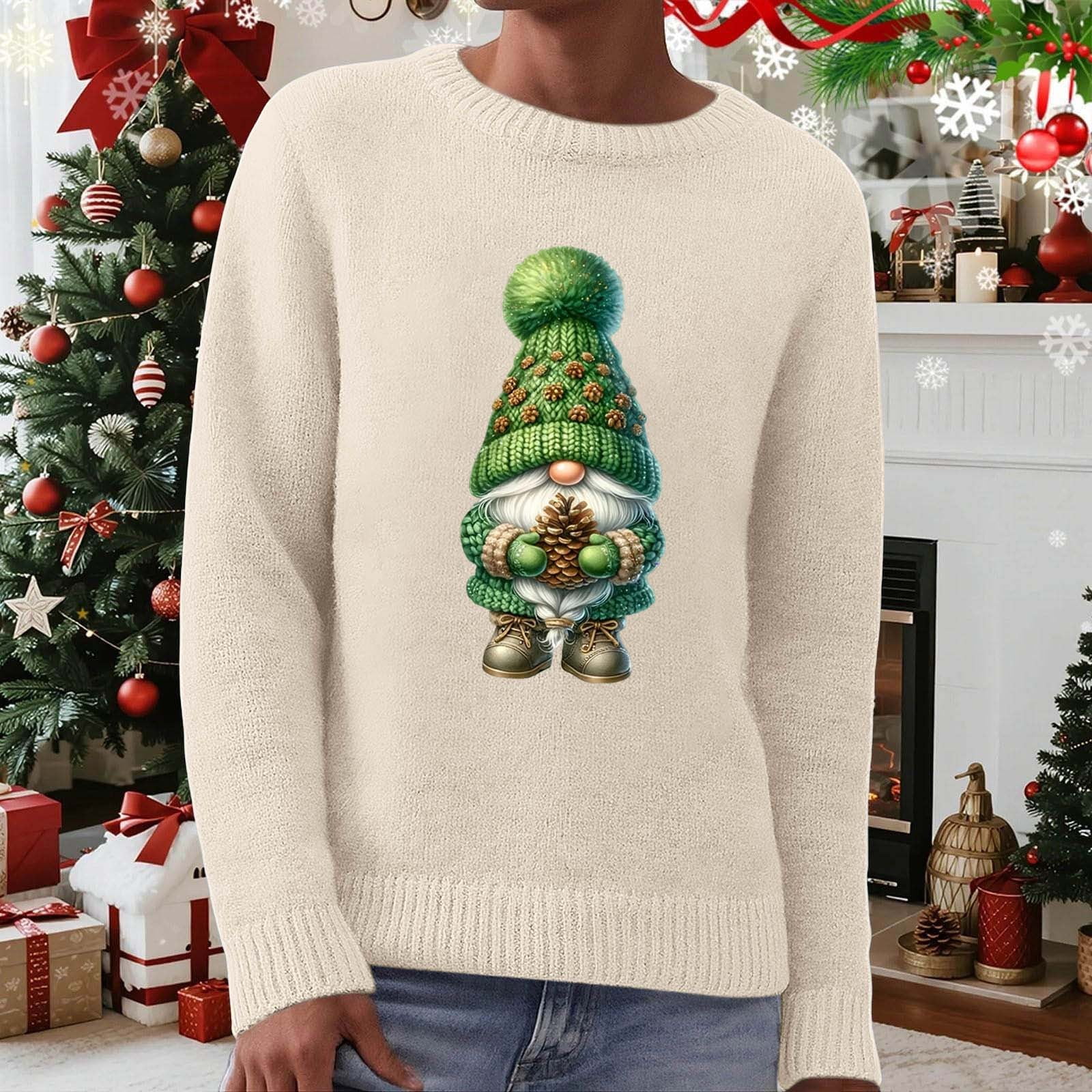 Christmas Sweaters for Women Christmas Tree Print Sweaters Crewneck ...