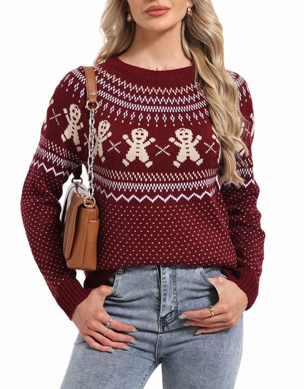 Christmas Sweaters for Women Chritmas Gingerbread Man and Fair Isle ...