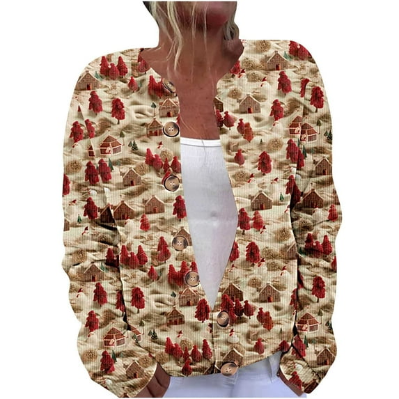 Christmas Sweaters for Women Plus Size Christmas Cardigan Long Sleeve ...