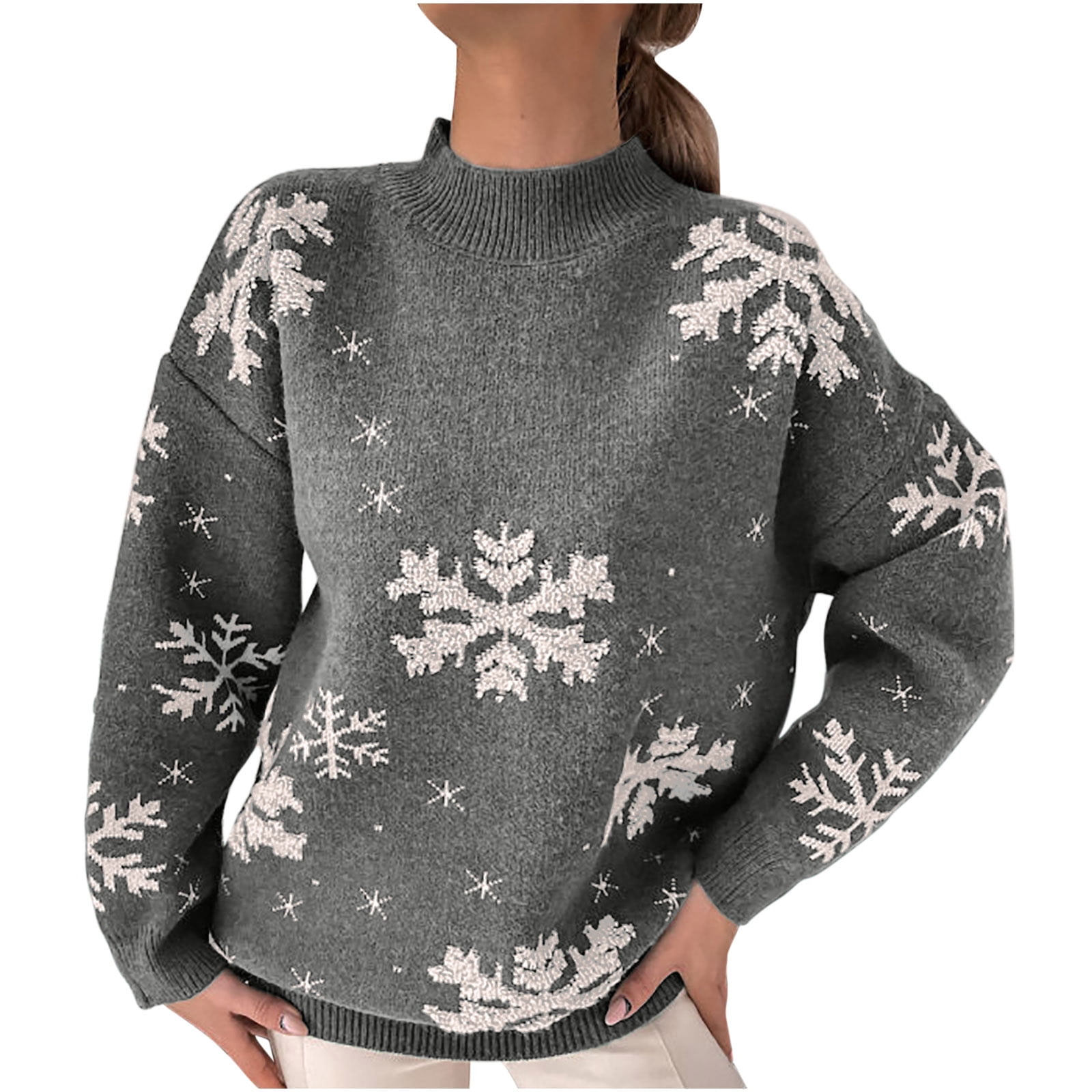 Walmart Women's Christmas Sweater, Snowflake Graphic, Winter Long ...