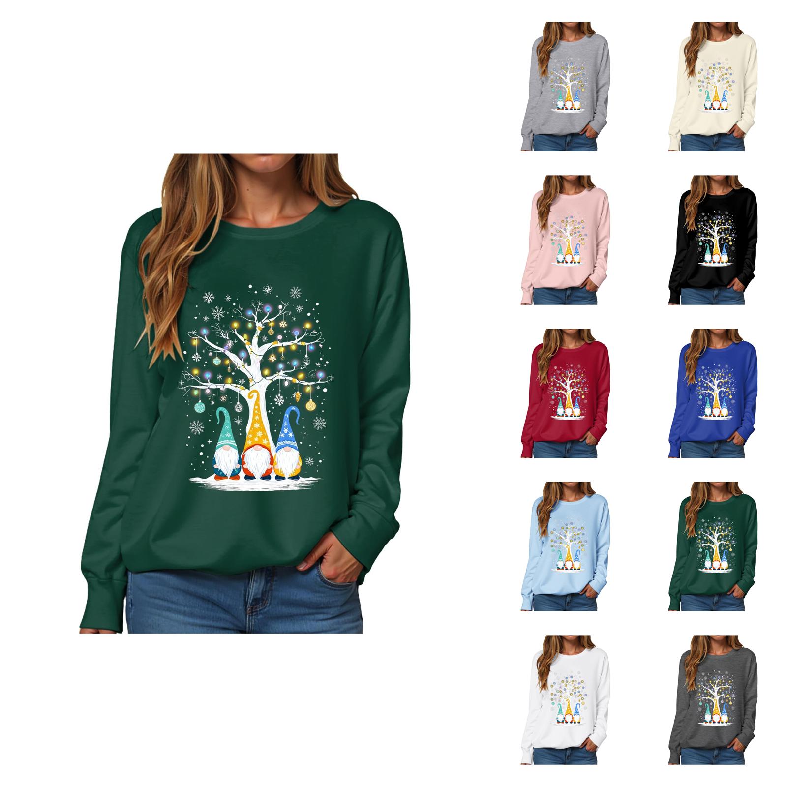 Christmas Sweaters for Women Sweaters for Women Print Crewneck Pullover ...