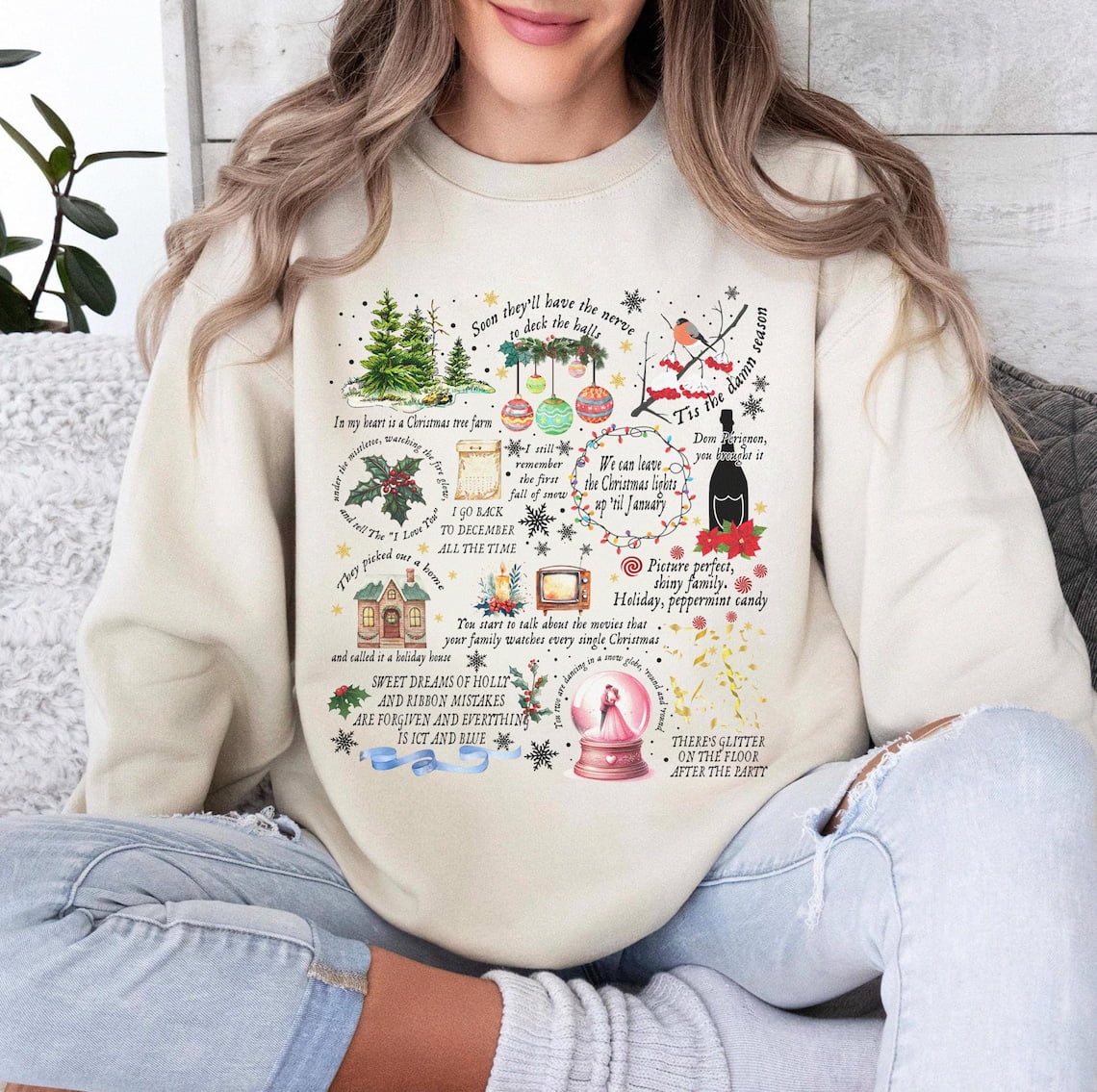 Christmas Sweatshirt, Christmas Song Tee, Song Lyrics Collage With ...