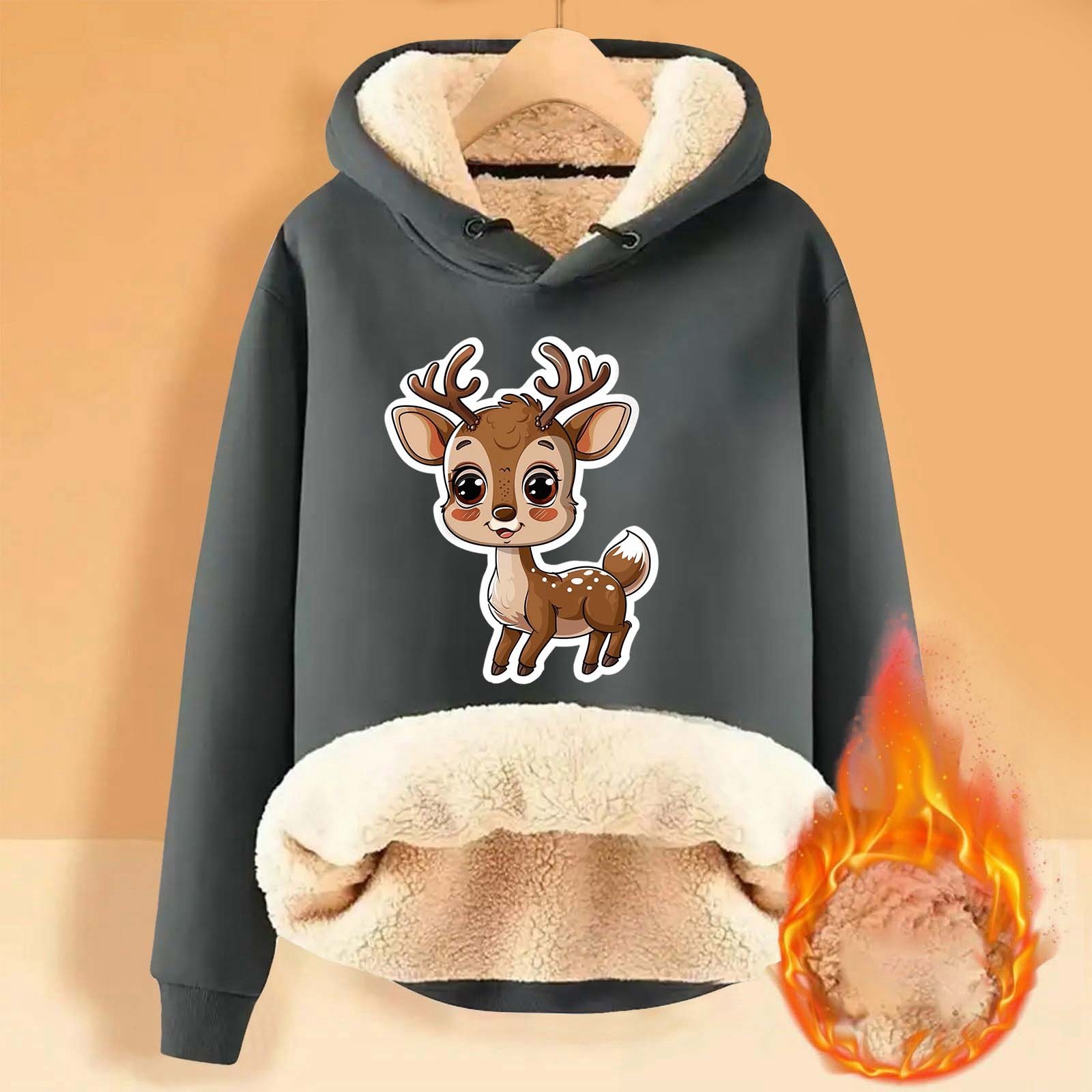 Christmas Sweatshirt Fall Winter Christmas Cute Deer Print Velvet ...