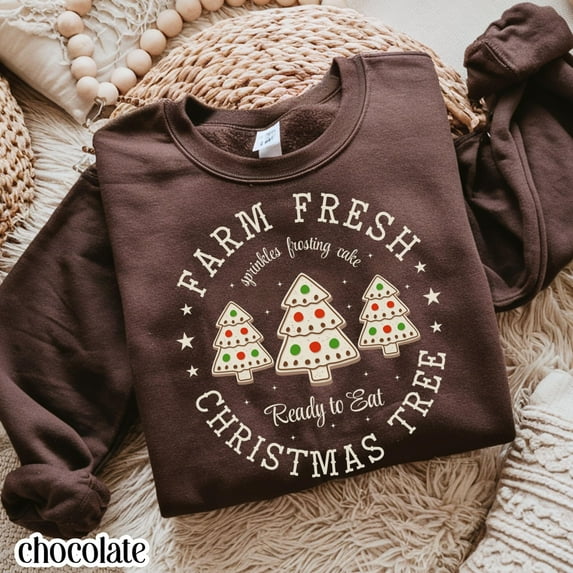 Christmas Sweatshirt Farm Fresh Cookies Tree Cake Sweater Merry Xmas ...