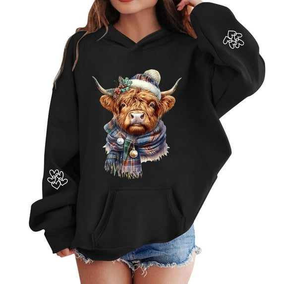 Christmas Sweatshirt Festive Print g_irls Pullover Hoodie Long Sleeve Soft Sweatshirt Cozy ...