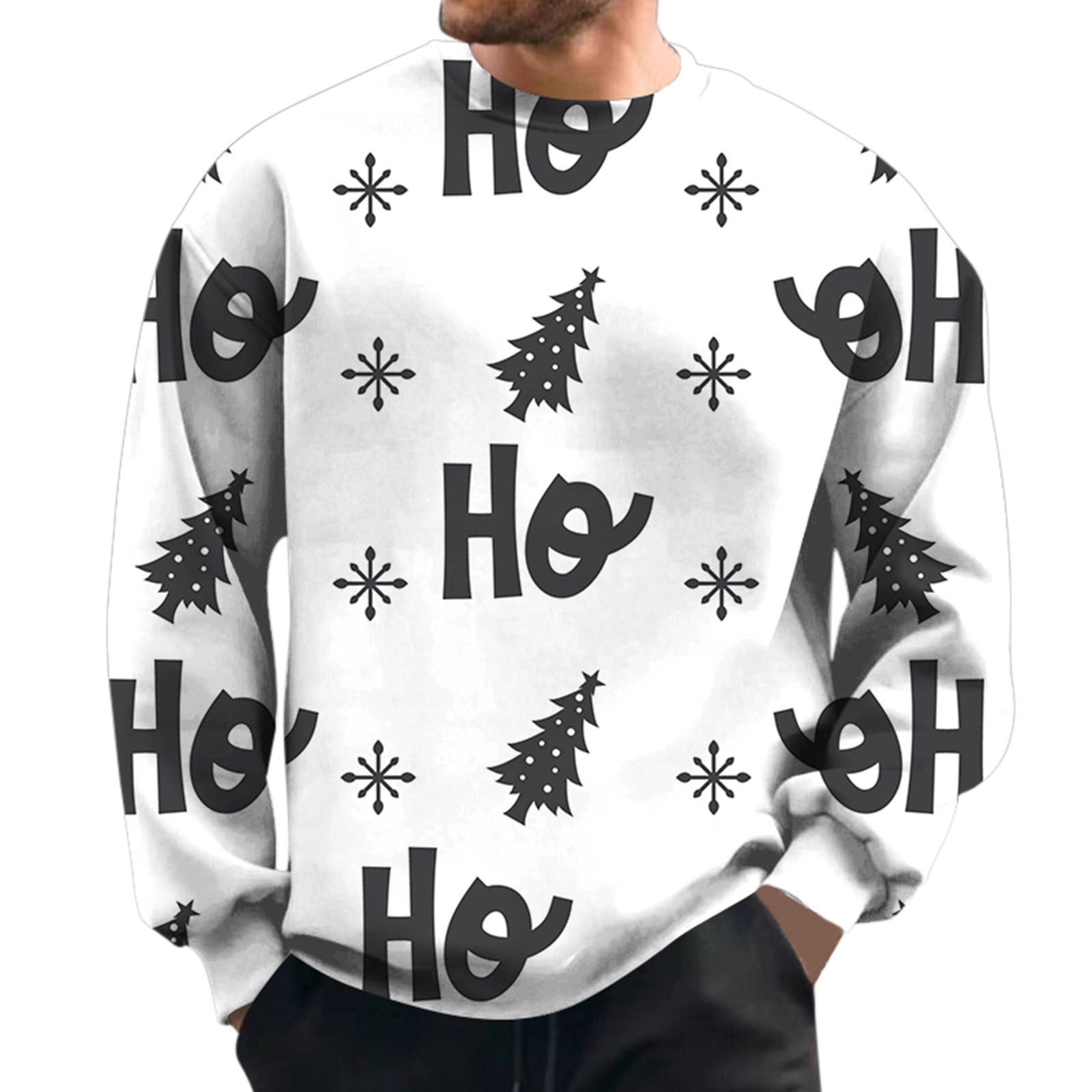 Christmas Sweatshirt for Men Relaxed Fit Fall Winter Tops Xmas Series ...