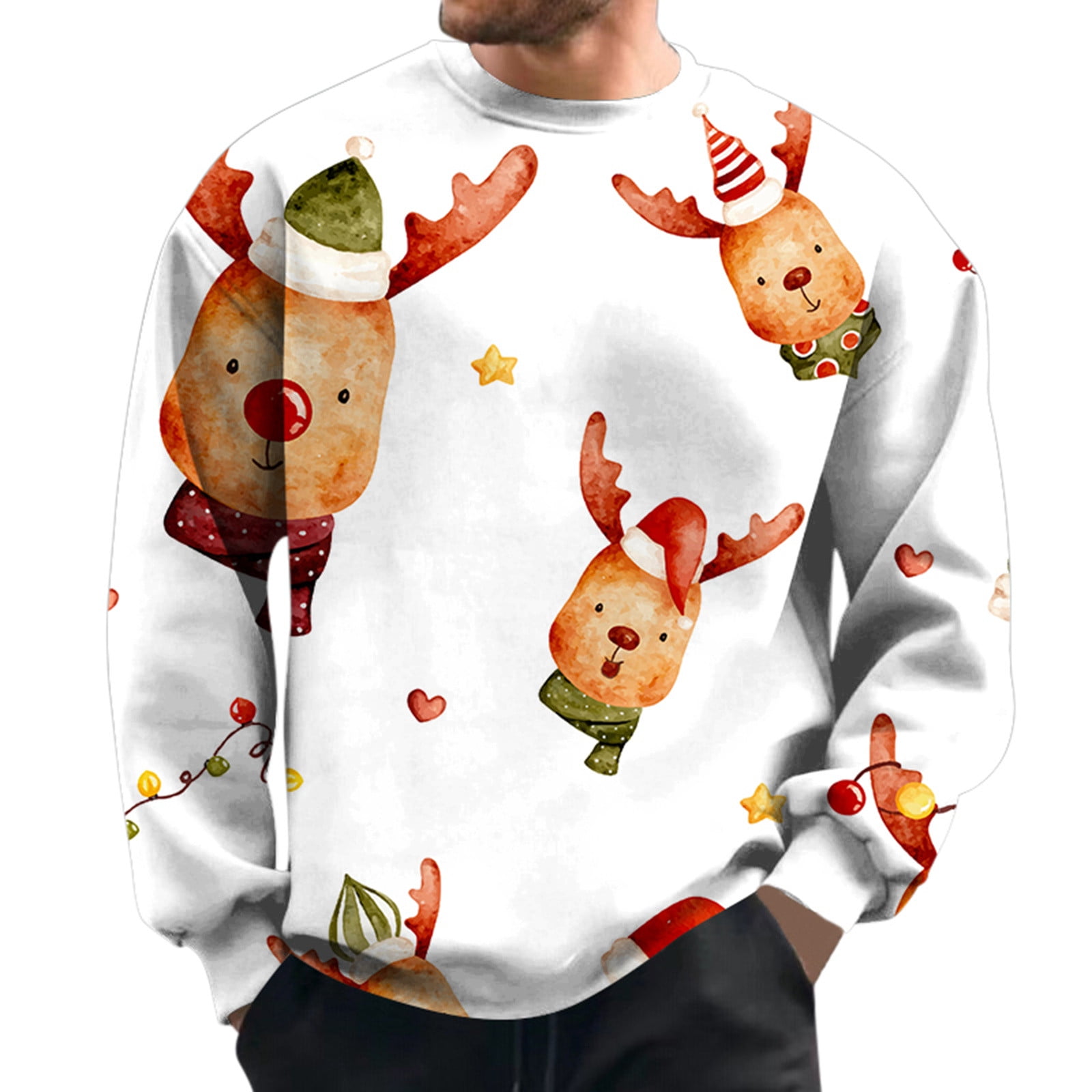 Christmas Sweatshirt Mens Casual Fit Fall Winter Sweatshirt Xmas Series ...