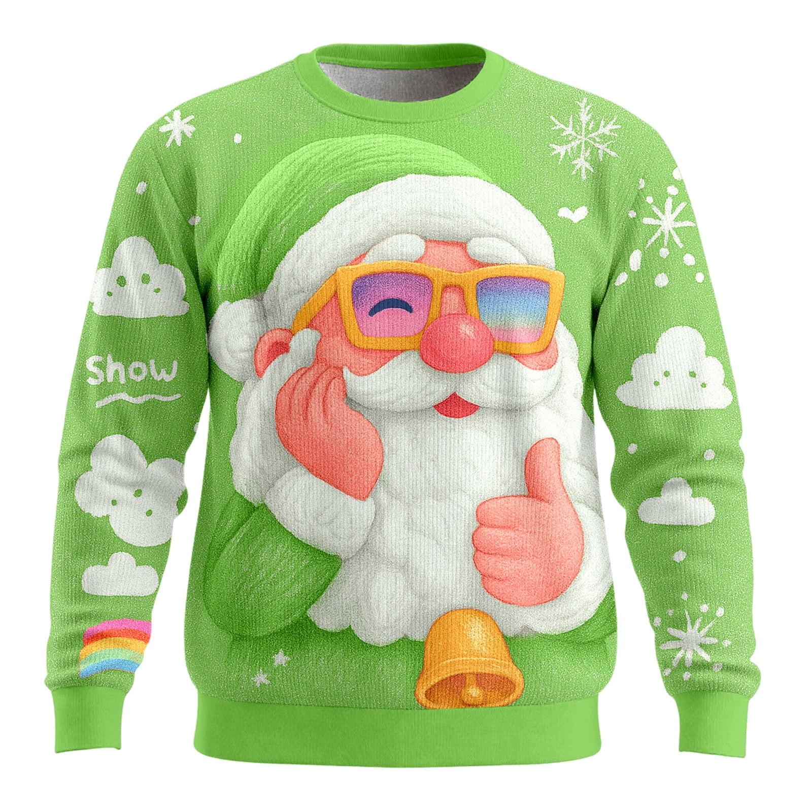 Christmas Sweatshirt Men Xmas Round Neck Long Sleeve Knit Sweater with ...