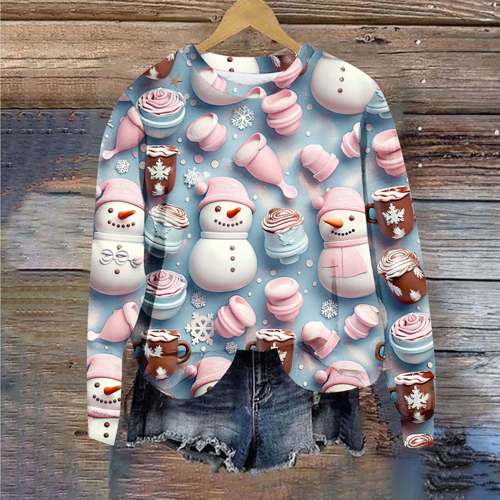 Christmas Sweatshirt Printed Merry Tops: Funny 3D Graphic Christmas ...