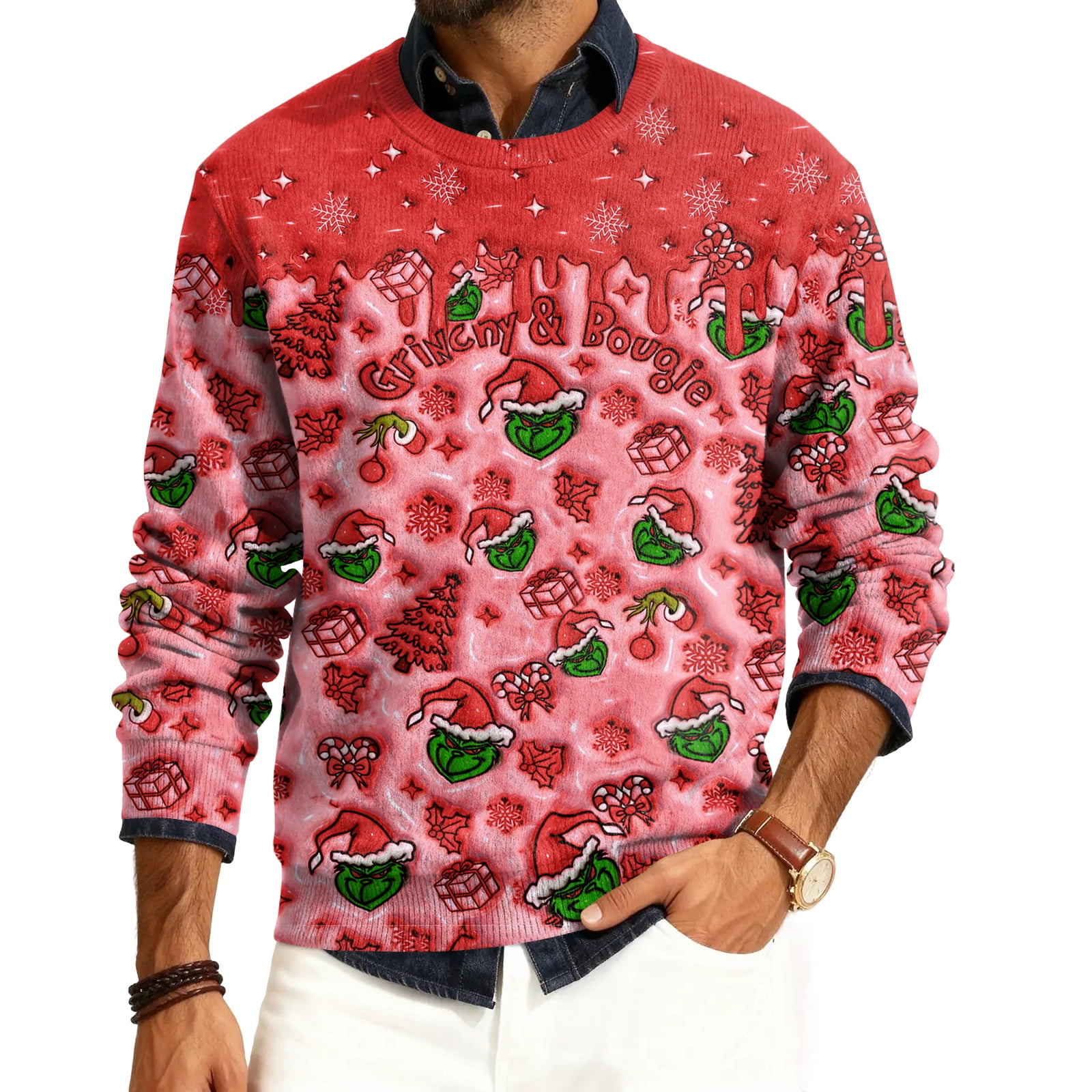 Christmas Sweatshirt Ugly Christmas Sweatshirt for Men Red M - Walmart.com