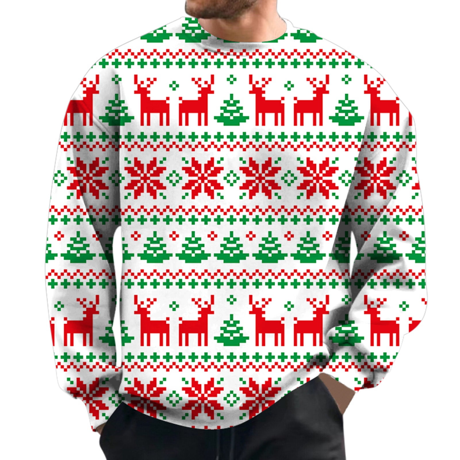 Christmas Sweatshirt for Men Relaxed Fit Fall Winter Shirt Xmas Series ...