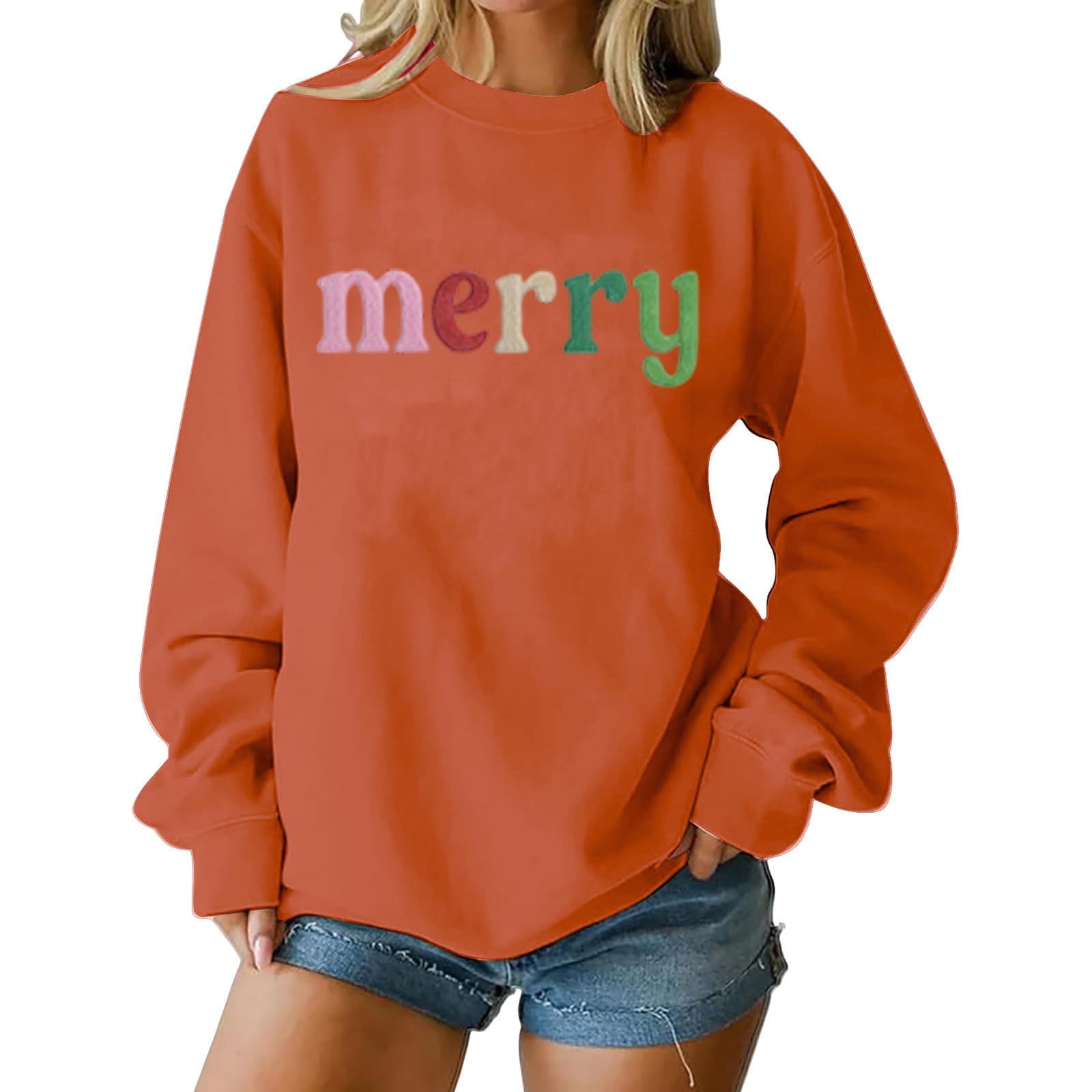 Christmas Sweatshirt for Women Long Sleeve Crewneck Fall Pullovers ...
