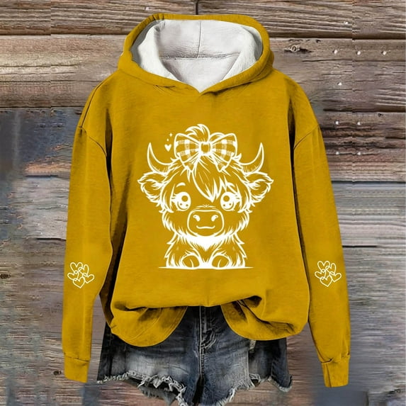 Christmas Sweatshirts Cow Print Tops Festive Western Graphic Pullover ...