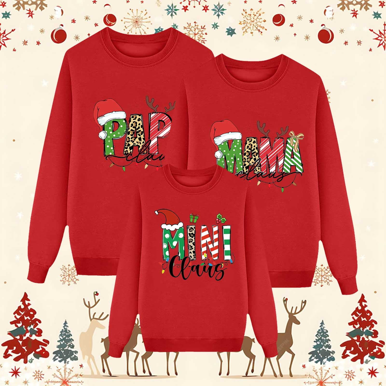 Christmas Sweatshirts for Family Funny Xmas Letter Graphic Crew Neck ...